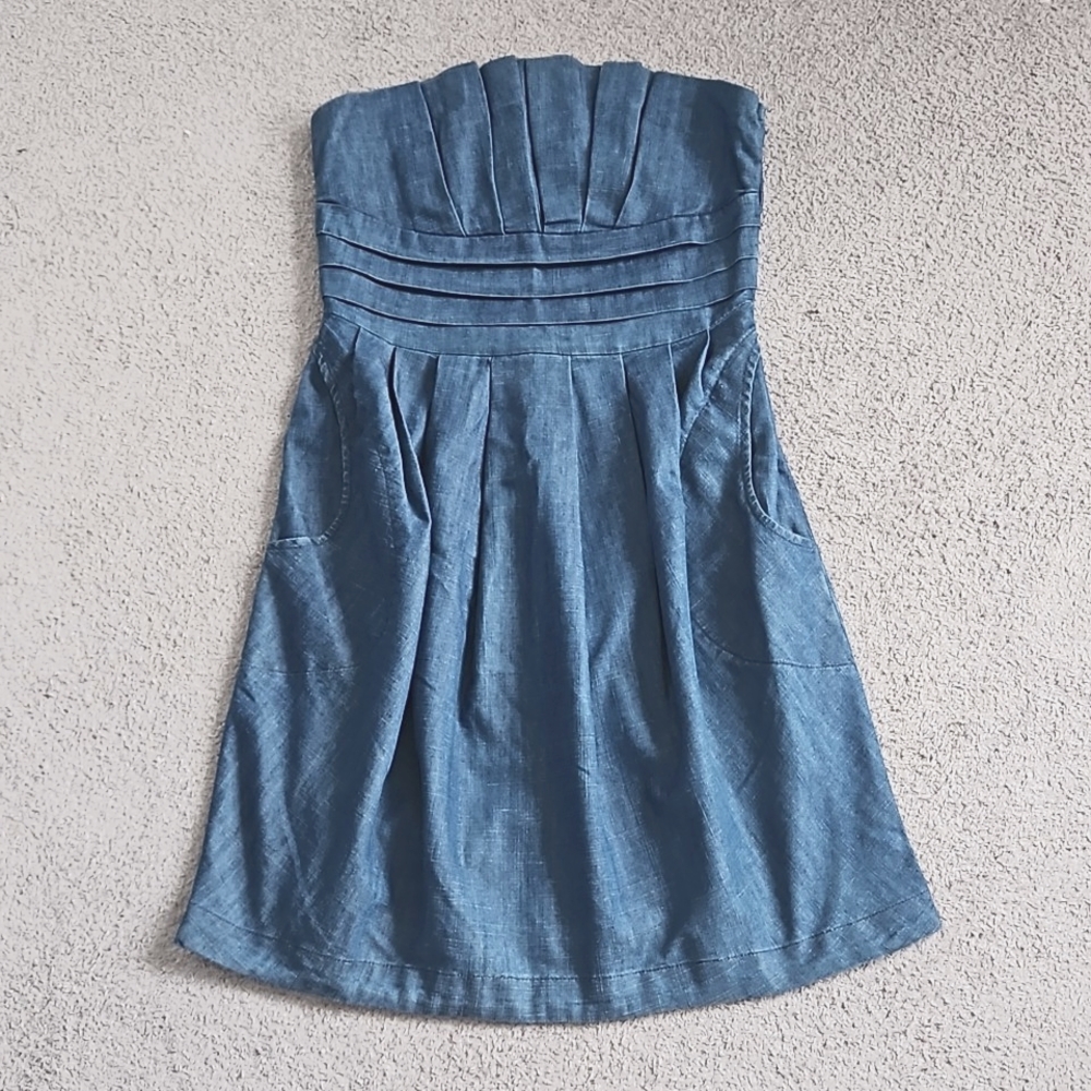 Max Rave Strapless Denim Dress - Gem